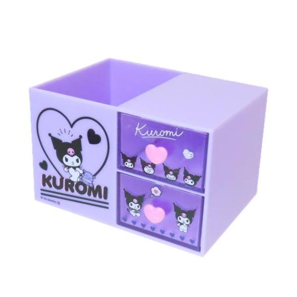 「卓上収納」 クロミ グッズ 卓上収納 サンリオ キャラクター ペンスタンド付きプラチェスト 引き手がハート型でかわいい 大人気サンリオキャラクターグッズにまたまた可愛いnewアイテム登場こちらは[ペンスタンド付きプラチェスト]上下に1つず...
