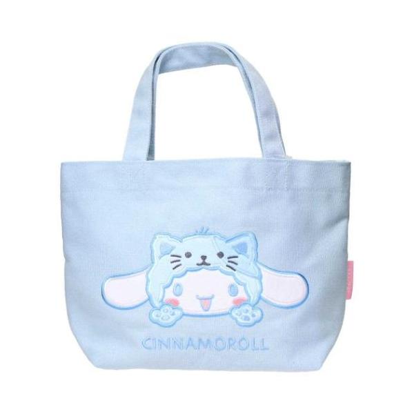 「ランチトート」 シナモロール 帆布ミニトート ランチバッグ バンザイシリーズ ネコ サンリオ キャラクター お弁当バッグに、普段使いのサブバッグにもちょうどいいサイズ 大人気サンリオキャラクターズグッズにまたまた可愛いnewアイテム登場こ...