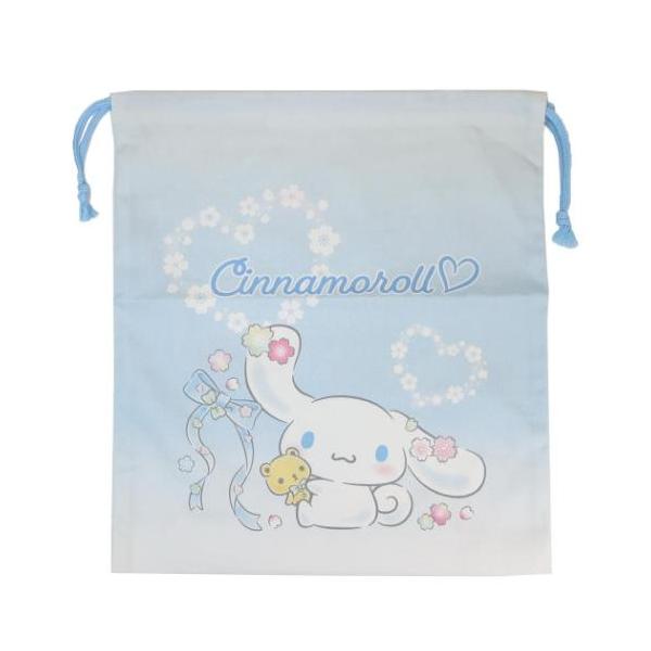 「巾着袋」 シナモロール サンリオ キャラクター 巾着袋 巾着L 体操服を入れたり旅行用などイロイロ使えるビッグ巾着 大人気サンリオキャラクターのスクール雑貨シリーズこちらはとっても可愛い[きんちゃく袋L]体操着と一緒にタオルも入れられる使...