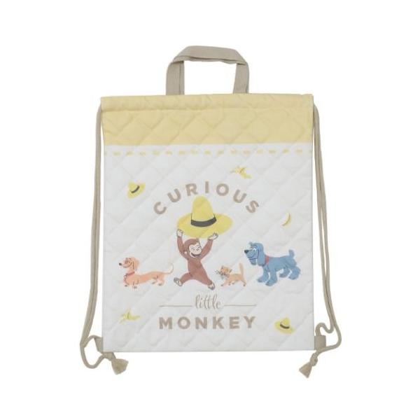 「ナップサック」 おさるのジョージ キルトナップサック 体操服バッグ キナリ 新入学 絵本キャラクター キルティング素材のママの手作り風バッグで通園通学もバッチリ 世界中で愛されている人気絵本[キュリアスジョージ/おさるのジョージ]の可愛ら...