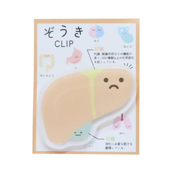 「クリップ マグネット」 ダイカットアクリルクリップ ぞうき クリップ カミオジャパン 肝臓 使いやすいアクリル素材のクリップ からだのなかのぞうきからキュートなステーショナリーシリーズ登場こちらはとってもかわいい[ダイカットアクリルクリッ...