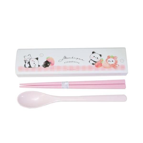 「箸 おはしセット」 もちもちぱんだ コンビセット 抗菌 ツインセット スライド式 おはし＆スプーン もちもちぱんだのかわいいランチ雑貨シリーズ 入学 新学期にぴったりのキュートなランチ雑貨シリーズこちらはお箸とスプーンがセットになったコン...