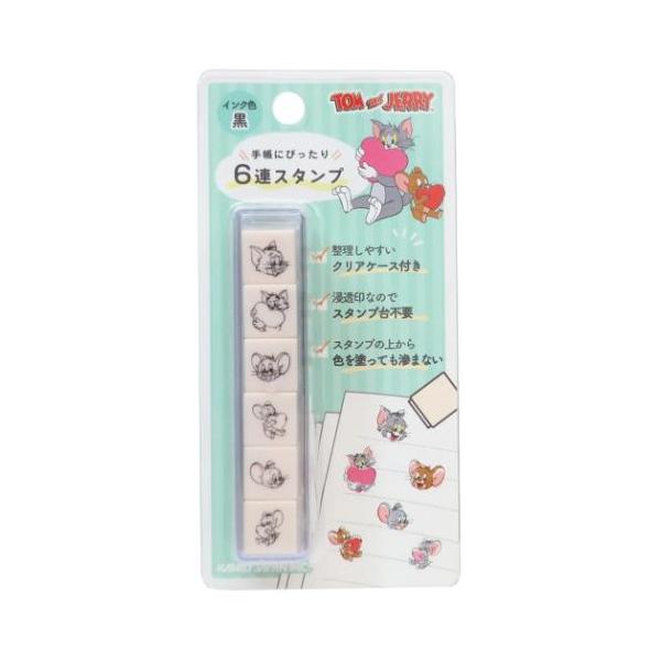 「ハンコ 印鑑ケース」 トムとジェリー ワーナーブラザース キャラクター はんこ 6連スタンプ 手帳にぴったりな6連スタンプ 大人気トム＆ジェリーのグッズにまたまた可愛いnewアイテム登場こちらは手帳や手紙などいろんなところをデコれる[6連...