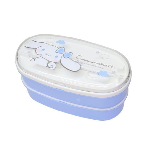 「お弁当箱 シール容器」 シナモロール キャラクター お弁当箱 抗菌 楕円レンジ2段ランチボックス モノクロリボン サンリオ サンリオキャラクターのかわいいランチ雑貨シリーズ 入学 新学期にぴったりのキュートなランチ雑貨シリーズこちらはお箸...