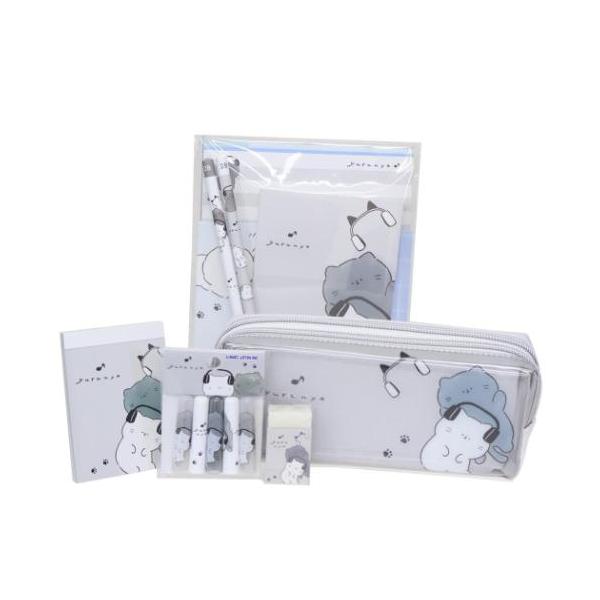 「文房具セット」 7点文房具セット ゆるにゃー 文具セット カミオジャパン music 入学新学期にぴったりな文具7点セット 毎日が楽しくなるキュートなステーショナリーシリーズこちらは大好評の文具がパックになった[文房具7点セット]まとめ買...