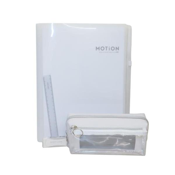「文房具セット」 文具セット MOTiON 4点文房具セット white 入学新学期にぴったりな文具4点セット シンプルデザインで使いやすい[MOTiON]ステーショナリーシリーズこちらは大好評の文具がパックになった[文房具4点セット]まと...