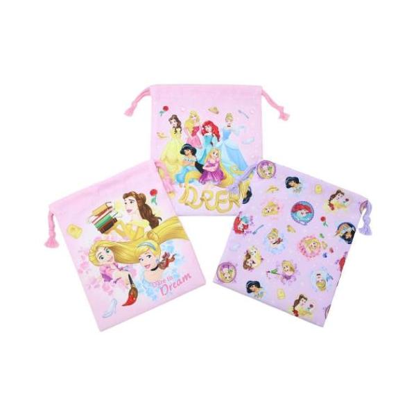 「巾着袋」 ディズニープリンセス ディズニー キャラクター 巾着袋 きんちゃくポーチS 3枚セット 幼稚園や小学校でのコップ袋や旅行用のポーチとして大活躍 大人気ディズニーキャラクターのスクール雑貨シリーズこちらは定番人気アイテム[きんちゃ...