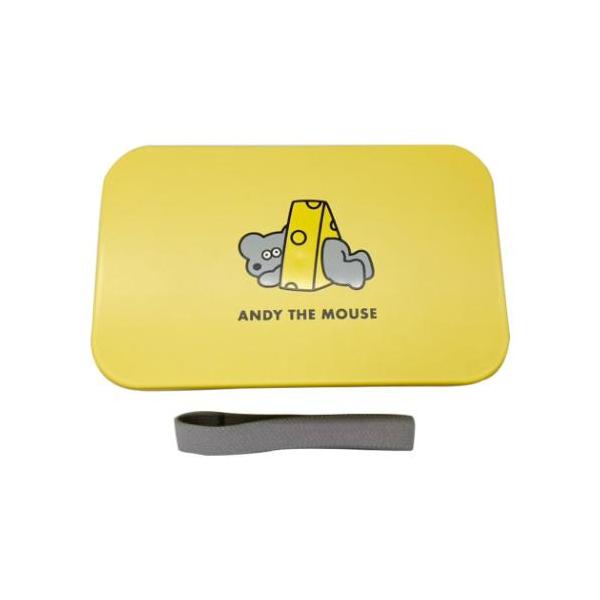 「お弁当箱 シール容器」 お弁当箱 ねずみのANDY １段スクエアランチボックス600 イエロー アンディ 大人気[ねずみのANDY]からキュートな雑貨シリーズ登場 イラストレーター松本セイジが描く人気キャラクターしっぽのないネズミ[ねずみ...