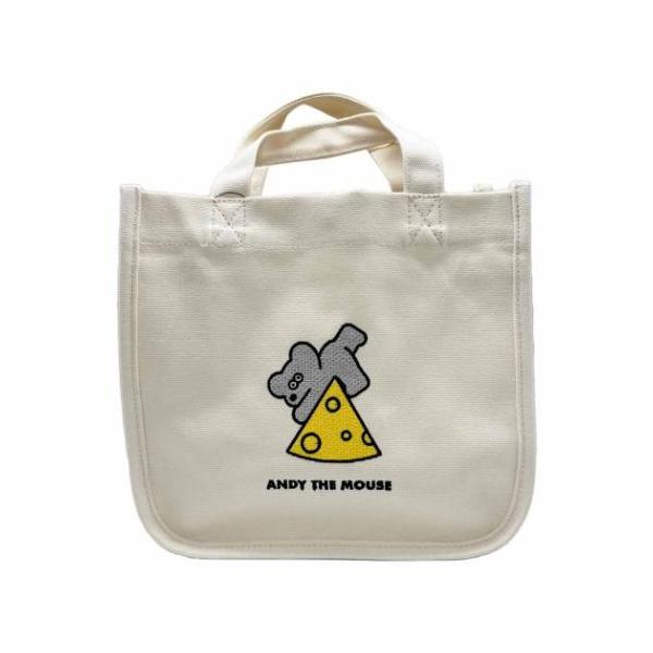「ランチトート」 ランチバッグ ねずみのANDY ミニランチ刺繍バッグ IV アンディ ロータスウイング 大人気ねずみのアンディのキュートな雑貨シリーズ イラストレーター松本セイジが描く人気キャラクターしっぽのないネズミ[ねずみのANDY/...