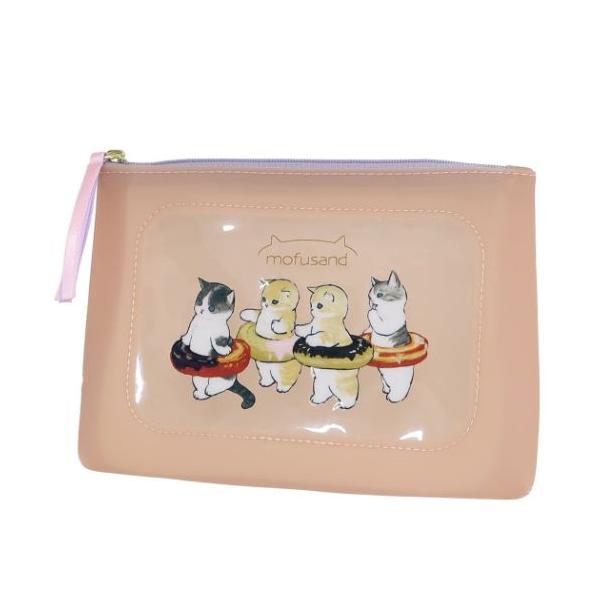 「コスメポーチその他」 モフサンド コスメポーチ シリコンウィンドウポーチ どーなつ mofusand クリア窓から中身が見えるかわいいポーチ もふもふにゃんこのもふもふな[mofusand/モフサンド]グッズにまたまた可愛いnewアイテム...