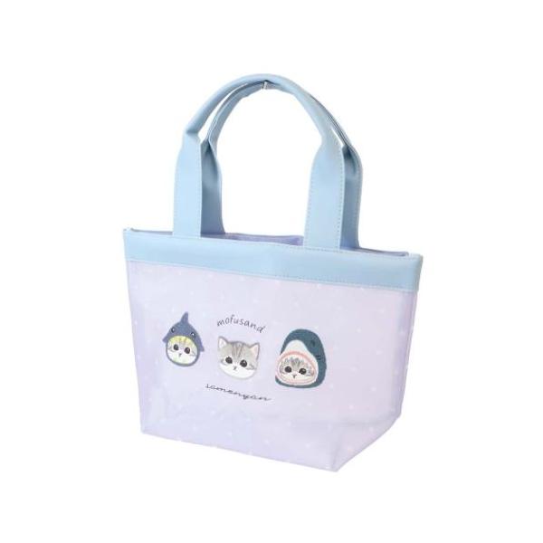 「ランチトート」 モフサンド グッズ ランチバッグ キャラクター ミニトート サメにゃん メッシュシリーズ お弁当バッグに、普段使いのサブバッグにちょうどいいサイズ もふもふにゃんこのもふもふな[mofusand/モフサンド]グッズにまたま...