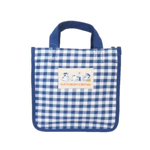 「ランチトート」 スヌーピー ピーナッツ キャラクター ランチバッグ ランチトート オラフ ネイビーチェックシリーズ ネイビーのギンガムチェック柄が可愛いオラフの雑貨シリーズ 大人気[PEANUTS/SNOOPY]グッズにまたまた可愛いne...