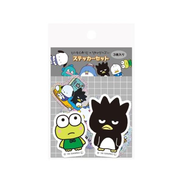「ステッカー：キャラクター」 ダイカットシール にしむらゆうじxはぴだんぶい ステッカーセット 3枚入り サンリオ けろけろけろっぴ バッドばつ丸 タブレット 手帳 デコステッカー にしむらゆうじxはぴだんぶいのスペシャルコラボシリーズ！ ...