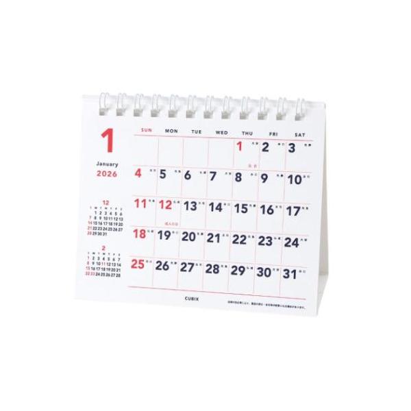 「実用 教養」 卓上カレンダー2026年 ベーシック ミニヨコスパイラルカレンダー 2026Calendar エムプラン ホワイト スケジュール インテリアツールとしての美しさと機能を求めて 見やすいタイプフェース、メモの記入欄などカレンダ...