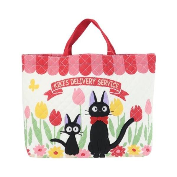 「レッスンバッグ」 キルト レッスンバッグ 魔女の宅急便 ジュニア お稽古かばん ジジとチューリップ畑 スタジオジブリ 丸眞 通学かばん キルティング素材のママの手作り風バッグで通園通学もバッチリ 宮崎駿監督の名作[魔女の宅急便/ジジ]の可...