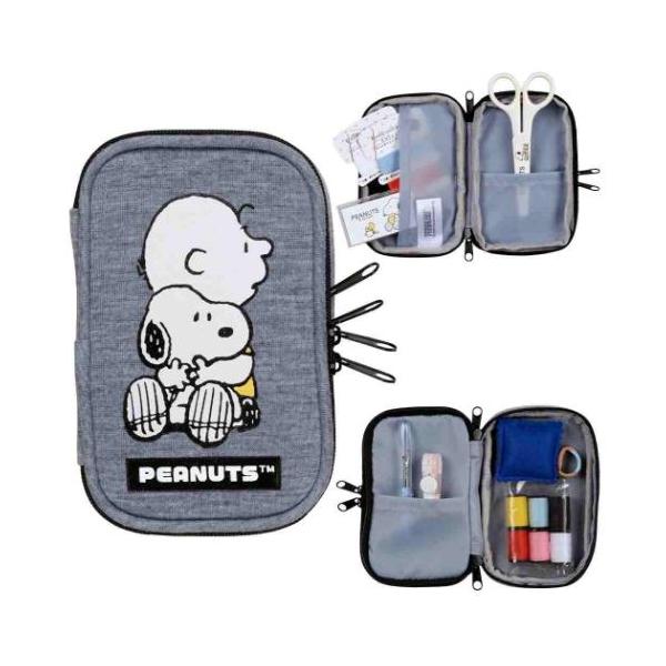 「ソーイングセット 手芸用品」 スヌーピー ソーイングセット ファスナーポーチ ピーナッツ 手芸用品 キャラクター グレー 携帯にも便利なポーチタイプのソーイングセット 大人気[PEANUTS/SNOOPY]グッズにまたまた可愛いnewアイ...