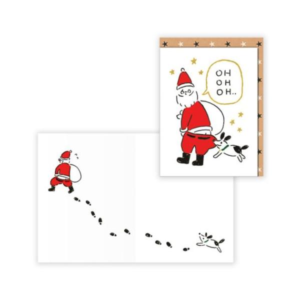 「グリーティングカード」 クリスマスカード 二つ折りカード おっサンタと犬2 心温まるクリスマスを楽しんじゃおう MERRY CHRISTMAS贈ってももらっても楽しいかわいいクリスマスカード「おっサンタ」といたずらっ子の犬が可愛らしい！ ...