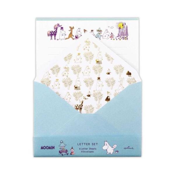 「レターセット」 ムーミン キャラクター かわいい 手紙セット レターセット MOHNグリーン Happy in Nature 北欧 大切な人に贈りたくなるおしゃれなLETTER SET 封筒の内側には豪華な金箔パターン入り！「Happy ...