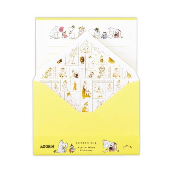「レターセット」 ムーミン グッズ 手紙セット キャラクター かわいい レターセット MOHNイエロー Happy in Nature 大切な人に贈りたくなるおしゃれなLETTER SET 封筒の内側には豪華な金箔パターン入り！「Happy...