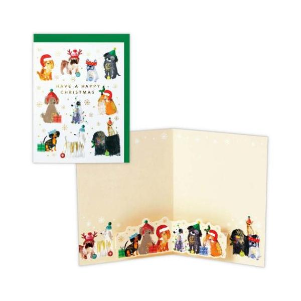 「グリーティングカード」 クリスマスカード 海外デザインカード 立体カード 箔クリスマスドッグ いぬ 日本ホールマーク 心温まるクリスマスを楽しんじゃおう MERRY CHRISTMAS贈ってももらっても楽しいかわいいクリスマスカード海外ア...