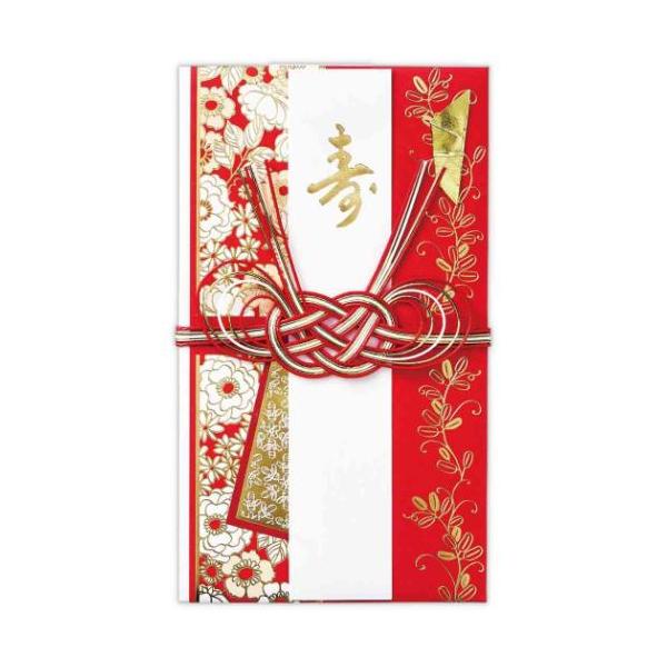 「熨斗袋」 祝儀袋 ご結婚御祝 たとう 寿モダンキモノ赤 日本ホールマーク 鮮やかな赤色に繊細な金箔がきらり ご結婚された方にお祝の気持ちを込めて贈るお祝儀袋が登場 洋と和が調和したモダンな着物柄をイメージしました。おめでたい紅白カラーが目...