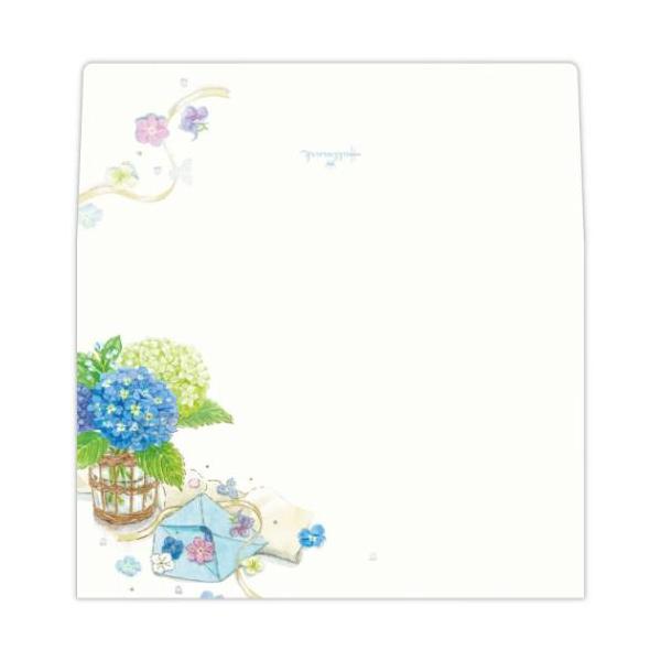 「封筒」 封筒 レターパッド用封筒 初夏柄 アジサイの便り カワイイ手紙で大切な人に気持ちを届けよう 心潤す初夏のお手紙時間を表現した封筒こちらは夏がモチーフの可愛い[レターパッド用封筒]ウィローガラスベースに飾られた大きなアジサイが目を引...