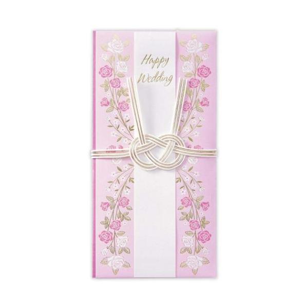 「熨斗袋」 祝儀袋 御結婚御祝 寿 スリム Misty Garden ローズ 日本ホールマーク 幸せを包むバラの花模様 シンメトリーのお花のアートに繊細な金箔加工を施した結婚お祝い用の祝儀袋です。やや紫がかったピンクの地色にエレガントなバラ...