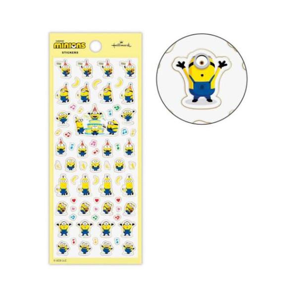「シール：キャラクター」 ミニオンズ グッズ シールシート ユニバーサル映画 キャラクター フチドリシール ミニオンたちがバナナに大はしゃぎ 手紙や手帳のデコレーションにぴったり！ ゴールドの縁取りが華やかなシールです。小さな粒の中に描かれ...