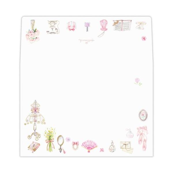 「封筒」 封筒 レターパッド用封筒 ラブリーシングス 日本ホールマーク ときめきを運ぶ愛らしい小物たちの封筒 バレエシューズやアンティークのティーカップ、香水瓶、ブーケなど、心ときめく小物たちを集めました。甘くなりすぎないグレイッシュなピン...