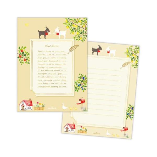 「ステーショナリーその他」 便箋 レターパッド シロヤギクロヤギ 日本ホールマーク 童謡の世界から届いたやさしいレターパッド お手紙を書くシーンと親和性の高い童謡「やぎさんゆうびん」の世界観をテーマに、海外の絵本の装丁をイメージしてデザイン...