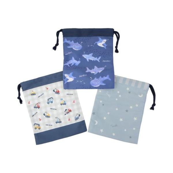 「巾着袋」 巾着袋 コップ巾着 3枚セット サメ 新入学 ニシオ 新入学 新入園にぴったりなスクール雑貨シリーズ 毎日が楽しくなる可愛らしいスクール雑貨シリーズこちらは日替わりで使えるお得な[きんちゃくポーチ3枚セット]かわいい3種類がセッ...