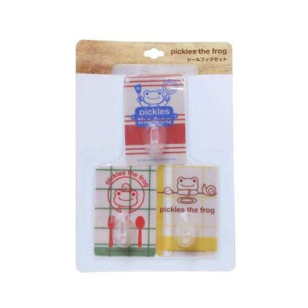 「キッチン雑貨その他」 かえるのピクルス グッズ キッチン雑貨 キャラクター シールフックセット 3個入り ピクルスキッチン 貼ってはがして繰り返し使えるシートフック 大人気[ピクルス ザ フロッグ/かえるのピクルス]グッズにまたまた可愛い...
