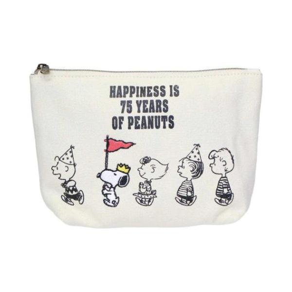 「コスメポーチその他」 スヌーピー 化粧ポーチ 舟形ポーチ ピーナッツ コスメポーチ キャラクター 75th パレード 王冠をかぶって75thをお祝いしているようなデザイン 大人気[PEANUTS/SNOOPY]グッズにまたまた可愛いnew...