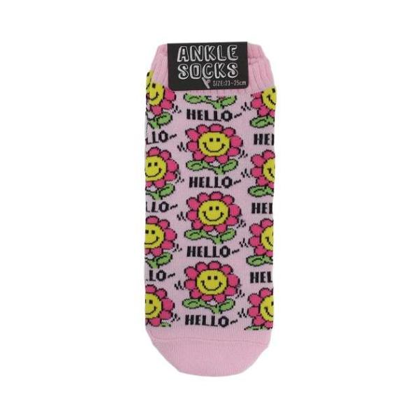 「靴下：レディース」 女性用靴下 ANKLE SOCKS LADIES レディースアンクルソックス DANCING SMILE FLOWER オクタニ 大人気のおえかきさんシリーズにくつした登場 毎日が楽しくなるキュートなZAKKAシリーズ...
