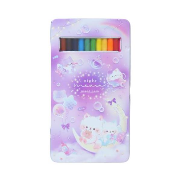 「鉛筆」 色鉛筆 缶入り 12色 いろえんぴつ ナイトミャウ クーリア 新入学に可愛い雑貨や文具で揃えちゃおう 毎日が楽しくなるキュートなステーショナリーシリーズこちらはとっても可愛い[いろ鉛筆]12色セット[くろ/ちゃいろ/むらさき/あお...