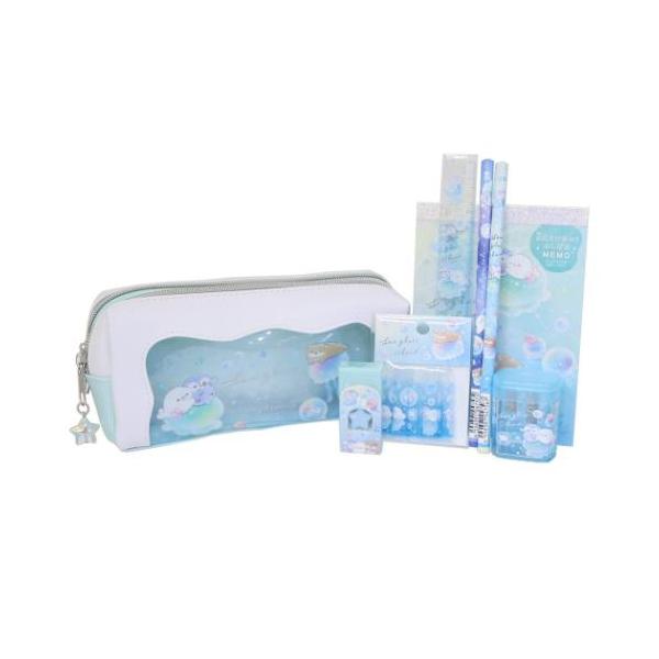 「文房具セット」 8点文房具セット シーグラスアイランド 文具セット クーリア クラゲ 入学新学期にぴったりな文具8点セット 新学期にぴったりな可愛らしいステーショナリーシリーズこちらは大好評の文具がパックになった[文房具8点セット]まとめ...