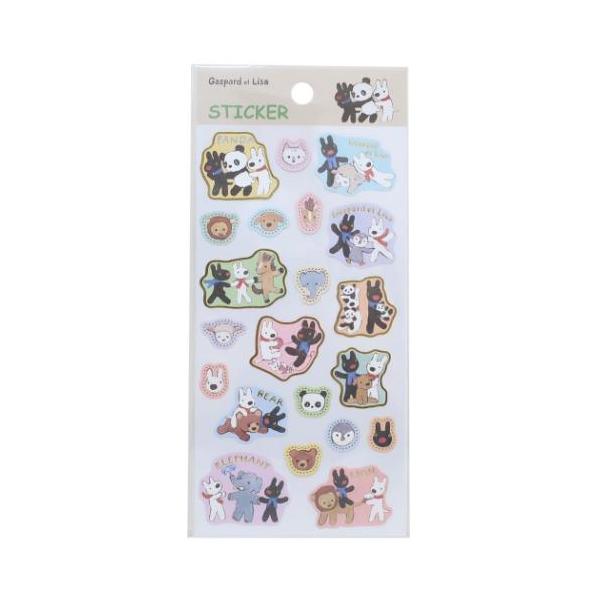 「シール：キャラクター」 リサとガスパール 絵本キャラクター シールシート 和紙ステッカー アニマル リサとガスパールの可愛らしいステーショナリー 大人気絵本[Gaspard et Lisa]グッズからまたまた可愛いNEWアイテム登場手帳や...