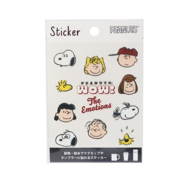 「ステッカー：キャラクター」 耐熱耐水 ステッカー スヌーピー デコレーションシール WOW フェイス ピーナッツ S＆Cコーポレーション DECOシール 耐熱 耐水でマグカップや水筒などに貼れるステッカー 大人気[PEANUTS/SNOO...