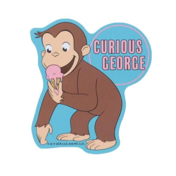 「ステッカー：キャラクター」 おさるのジョージ キャラクターステッカー ダイカットシール 絵本キャラクター 車やバイク、カバンやステーショナリーなどいろんなトコに… 世界中で愛されている人気絵本[キュリアスジョージ/おさるのジョージ]グッズ...