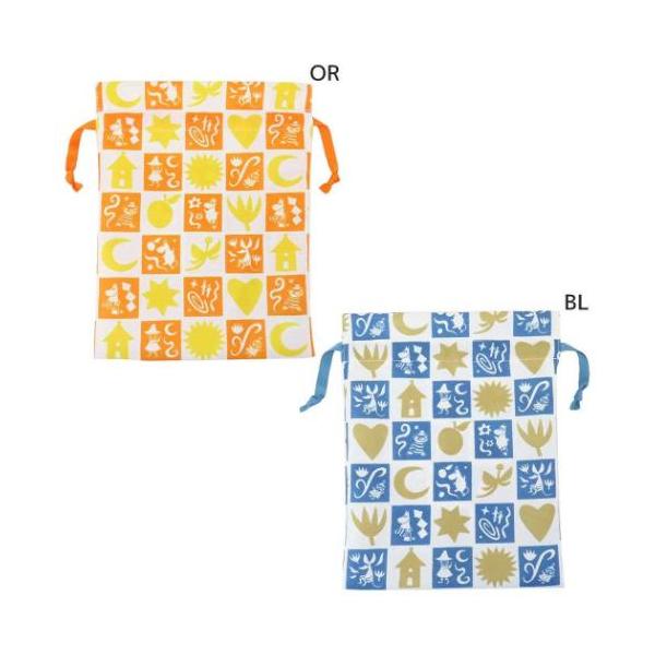 「巾着袋」 ムーミン 北欧 キャラクター 巾着袋 転写巾着M MOOMIN 80th スクエア オレンジ ブルー ムーミン80周年を記念したグッズが登場 大人気[Moomin/ムーミン]グッズにまたまた可愛いnewアイテム登場こちらはムーミ...