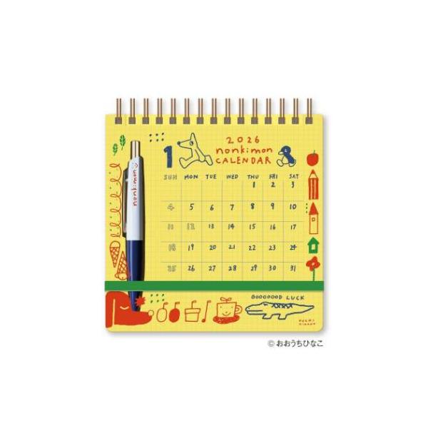 「アート」 2026Calendar おおうちひなこ 卓上カレンダー2026年 スクリブルカレンダー ペン付き かわいい ペンと一緒に持ち運べるユニークなカレンダー いま注目のイラストレーター おおうちひなこ氏の卓上カレンダー表紙プロテクタ...