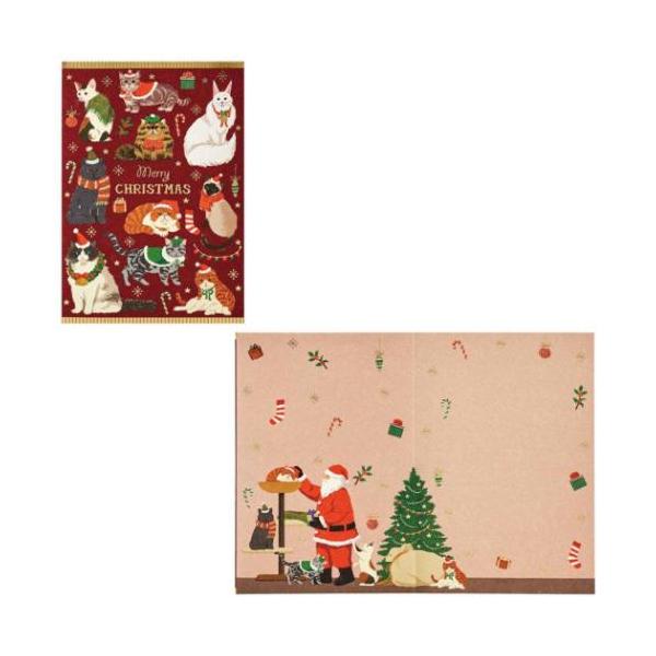 「グリーティングカード」 クリスマスカード JX9-4 CHRISTMAS グリーティングカード サンリオ ネコいっぱい 心温まるクリスマスを楽しんじゃおう MERRY CHRISTMAS贈ってももらっても楽しいかわいいクリスマスカード手描...
