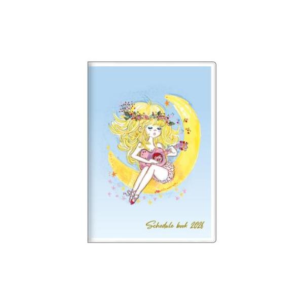 「キャラクターその他」 水森亜土 令和8年手帖 B6マンスリー手帳2026 キャラクター 2026年月間ダイアリー ブルー スケジュールが書き込みやすいB6スケジュール手帖 唄いながら透明アクリルボードに可愛いイラストを描く[水森亜土/あど...