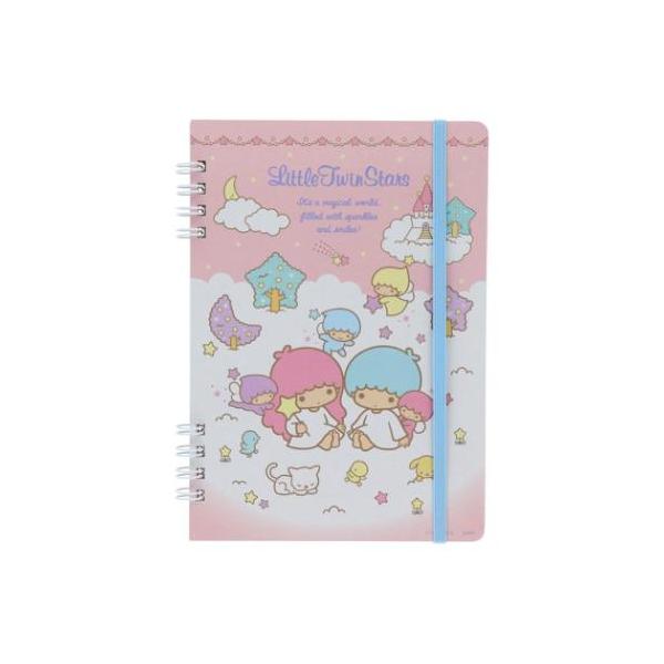 「ミニノート リングノート」 リトルツインスターズ サンリオ キャラクター リングノート Wリングノート B6 持ち運びに便利なゴムバンド付き 大人気サンリオキャラクターのキュートなステーショナリーシリーズこちらは定番アイテム[B6リングノ...