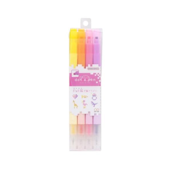 「ペンその他」 マーカーペン 四角マーカー dot e pen ドット エ ペン 4本セットA 簡単にドット絵が描けちゃうペン 毎日が楽しくなるキュートなステーショナリーシリーズこちらはカンタンにドット絵が描ける[dot e pen ドット...