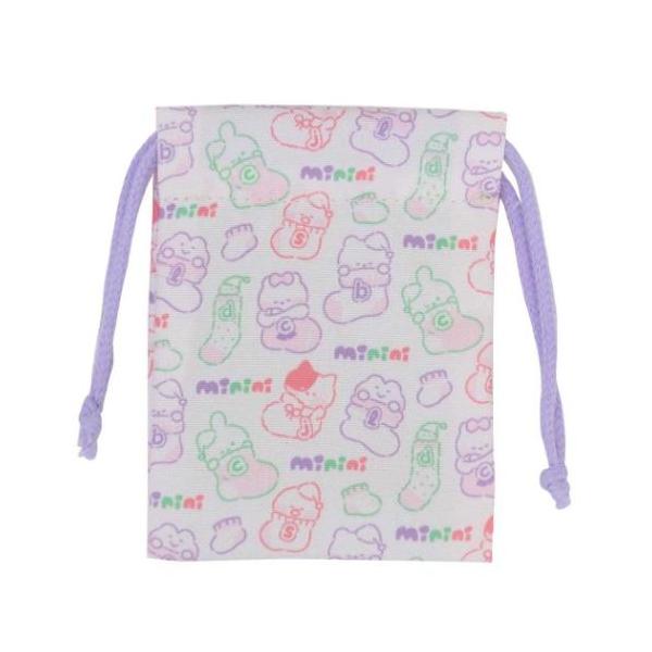 「巾着袋」 LINE FRIENDS minini グッズ 巾着袋 キャラクター プリントミニ巾着 イヤホンや小物の収納に便利なミニサイズの巾着 不思議な可愛さが魅力の[LINE FRIENDS minini]グッズにまたまた可愛いnewア...