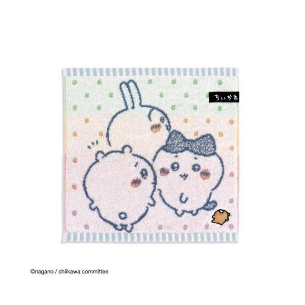 「ハンドタオル」 ちいかわ グッズ ミニタオル キャラクター 無撚糸フルフィーコットンタオルハンカチ ともだち ブルー それぞれの表情とやわらかい配色のドット柄が可愛いデザインです イラストレーター ナガノが描くSNS発の漫画「ちいかわ」よ...