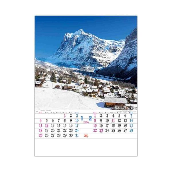「風景 写真」 壁掛けカレンダー2026年 アルプス 2026 Calendar トーダン フォト 青い空、白い雪、緑の草原でエコをアピール 澄んだ空…豊かな緑…雄大な山々がそびえ立つ[アルプス山脈]表紙：ラウターブルンネン 1-2月：ヴェ...