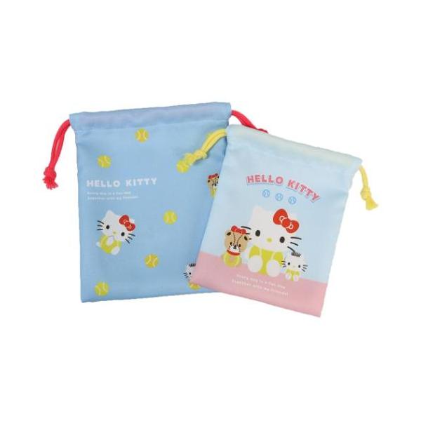 「巾着袋」 ハローキティ グッズ 巾着袋 キャラクター 2P巾着セット テニス 大小サイズの違う巾着の2枚セット 大人気サンリオキャラクターグッズにまたまた可愛いnewアイテム登場こちらはかわいい[2P巾着セット]旅行の際に小物の仕分けに便...
