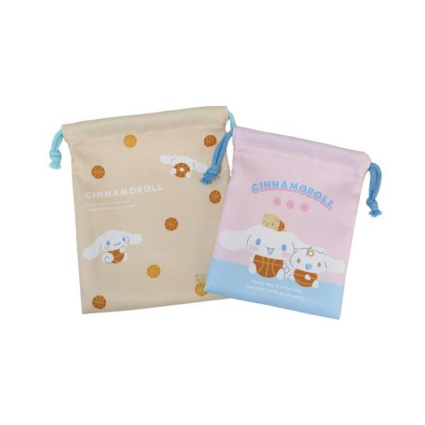 「巾着袋」 シナモロール 巾着袋 2P巾着セット バスケ サンリオ ティーズファクトリー 大小サイズの違う巾着の2枚セット 大人気サンリオキャラクターグッズにまたまた可愛いnewアイテム登場こちらはかわいい[2P巾着セット]旅行の際に小物の...